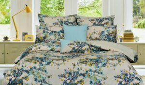 tribeca living casablanca 5-piece cotton floral duvet cover set, king/california king