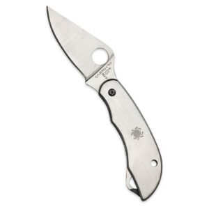 spyderco clipitool multi-functional stainless steel utility pocket knife with 2" steel blade and screwdriver/bottle opener - plainedge - c175p