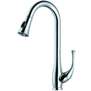 dawn ab50 3091c single lever kitchen faucet with push button pull out spray, chrome