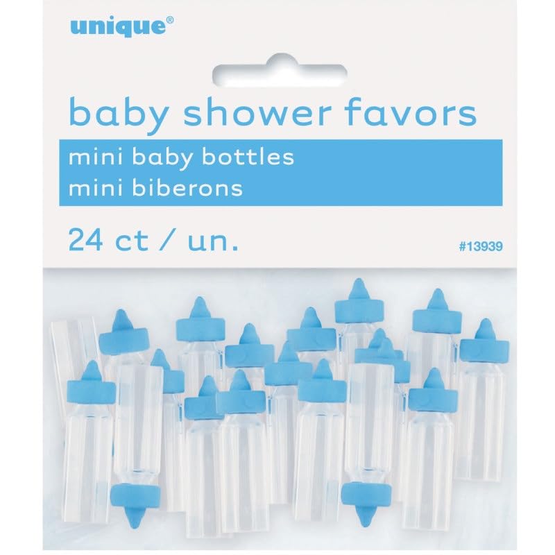 Mini Baby Blue Plastic Bottle Favors - 1'', 24 Count - Ideal for Girl Baby Showers, Baptisms & Gender Reveals