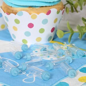 Mini Baby Blue Plastic Bottle Favors - 1'', 24 Count - Ideal for Girl Baby Showers, Baptisms & Gender Reveals