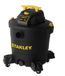 stanley 12 gallon 5.5 peak hp wet/dry vacuum, 3 in 1 shop vacuum blower,1-7/8"x6 hose, range for garage, carpet clean, workshop with vacuum attachments-sl18199p,black