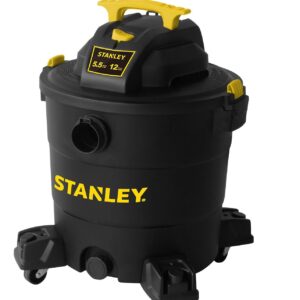 Stanley 12 Gallon 5.5 Peak HP Wet/Dry Vacuum, 3 in 1 Shop Vacuum Blower,1-7/8"x6 Hose, Range for Garage, Carpet Clean, Workshop with Vacuum Attachments-SL18199P,Black