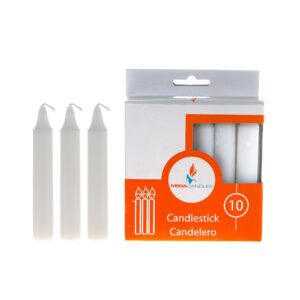 mega candles 10 pcs unscented white 5 inch taper candles, multi purpose, household general usage, emergency lighting, church, prayer vigils, religious ceremonies