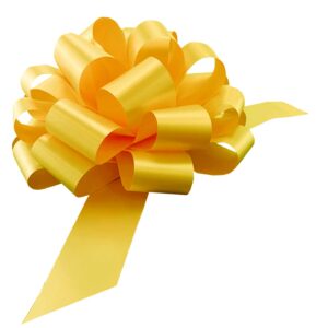 large yellow ribbon pull bows - 9" wide, set of 6, spring, summer, support our troops ribbon, gift bows, presents, gift basket, fall, thanksgiving, christmas, mardi gras, easter