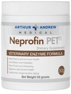 arthur andrew medical, neprofin pet, veterinary enzyme formula, household pet support for pain-free living, vegan, non-gmo, 50g tub