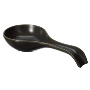 oggi ceramic spoon rest- spoon rest for stove top, spoon holder for countertop, kitchen decor for counter, coffee bar accessories, black