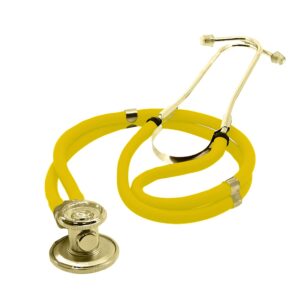 dixie ems sprague-rappaport type two tube stethoscope – yellow with plated gold