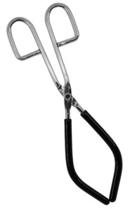 eisco beaker tongs, 9.75" long - rubber coated jaws - nickel plated steel - holds items with diameters of 2.25" to 6"