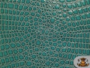 vinyl crocodile dark turquoise fake leather upholstery fabric / 55" inches wide/sold by the yard