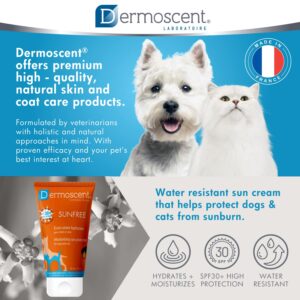 Dermoscent SunFREE SPF30+ Cat & Dog Sunscreen - Safe & Natural Mineral Sunscreen Moisturizing Sun Protection - 30 Ml / 1 Fl. Oz.