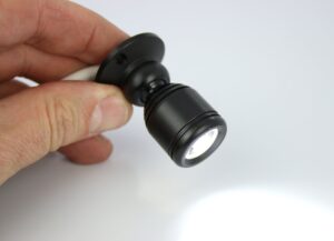 micro pivoting led spotlight - 1 watt high power led lamp - tiny size, cool white led, 12 to 28vdc