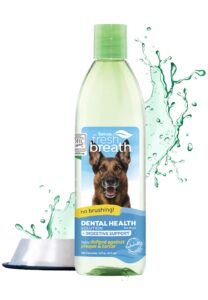 tropiclean fresh breath plus prebiotics for digestive support | dog breath water additive | dental care | dog breath freshener | simple pet teeth cleaning | made in usa | 16 oz