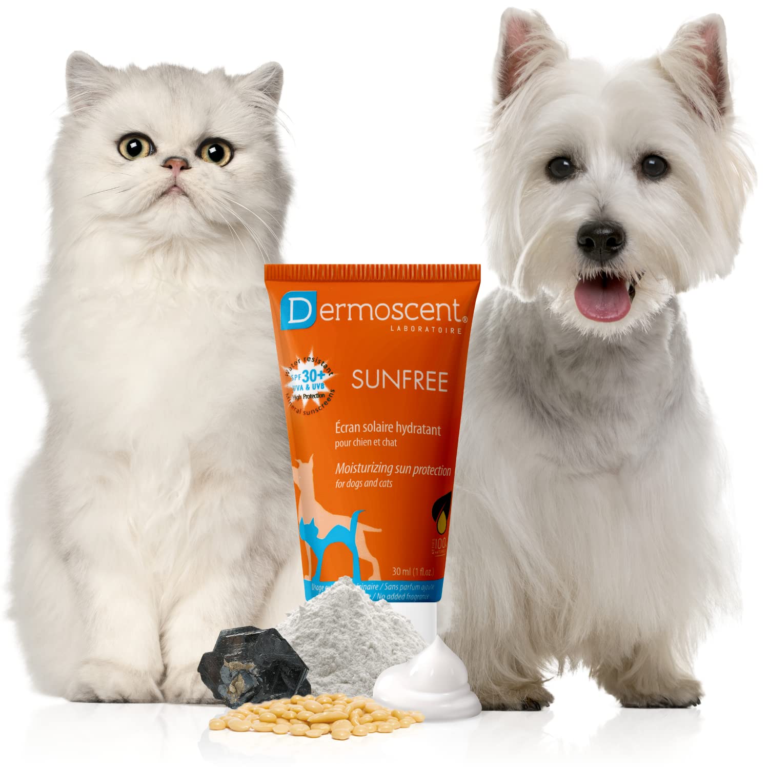 Dermoscent SunFREE SPF30+ Cat & Dog Sunscreen - Safe & Natural Mineral Sunscreen Moisturizing Sun Protection - 30 Ml / 1 Fl. Oz.