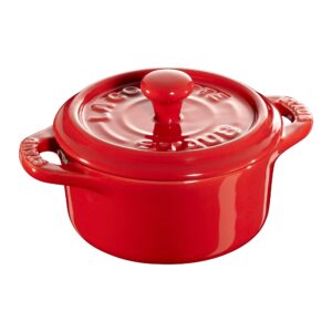 staub ceramics dutch oven 3-piece mini round cocotte, cherry