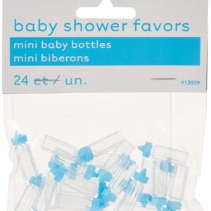 Mini Baby Blue Plastic Bottle Favors - 1'', 24 Count - Ideal for Girl Baby Showers, Baptisms & Gender Reveals