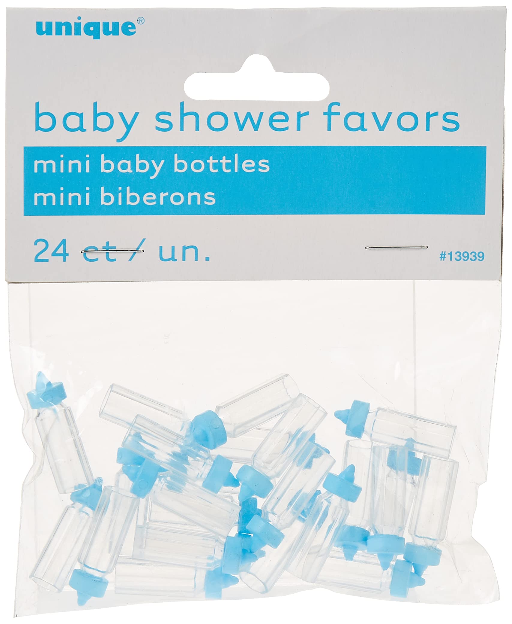 Mini Baby Blue Plastic Bottle Favors - 1'', 24 Count - Ideal for Girl Baby Showers, Baptisms & Gender Reveals