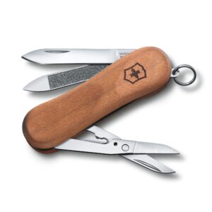 victorinox swiss army evowood 81 pocket knife, walnut, 65mm