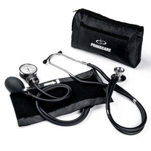 primacare ds-9181-bk professional aneroid sphygmomanometer and sprague rappaport stethoscope, manual blood pressure kit with cuff and carrying case, black