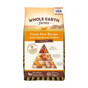 whole earth farms natural grain free dry kibble, wholesome and healthy dog food, chicken and turkey recipe - 4 lb bag