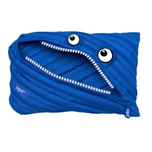 zipit monster large pencil case for boys | pencil pouch for school, college and office | pencil bag for kids (blue)