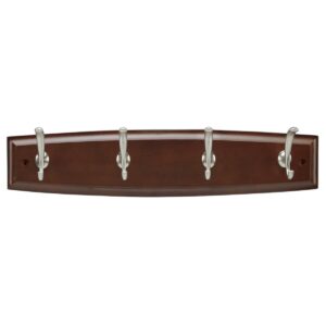 hickory hardware luna collection hook rail 18 inch long cherry stained with satin nickel finish