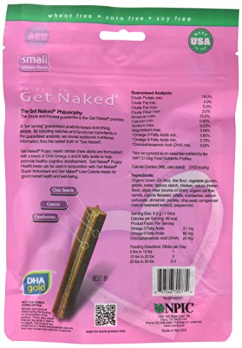 Get Naked Puppy Health Dental Chew Sticks for Puppies and Dogs, Small/6.2-Ounce, 18 sticks/Pack (2-pack)