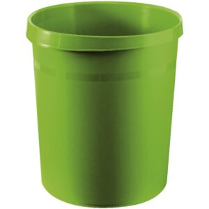 han grip waste paper bin, 18 litres, round, 2 recessed grips, extra sturdy, green