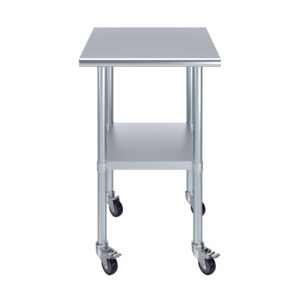 24" X 24" AmGood Stainless Steel Work Table with Wheels | Metal Mobile Table | Food Prep