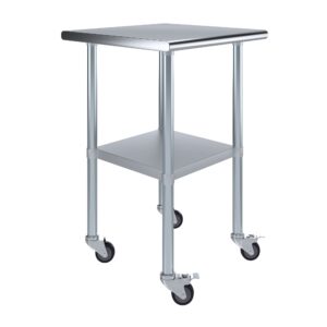 24" x 24" amgood stainless steel work table with wheels | metal mobile table | food prep