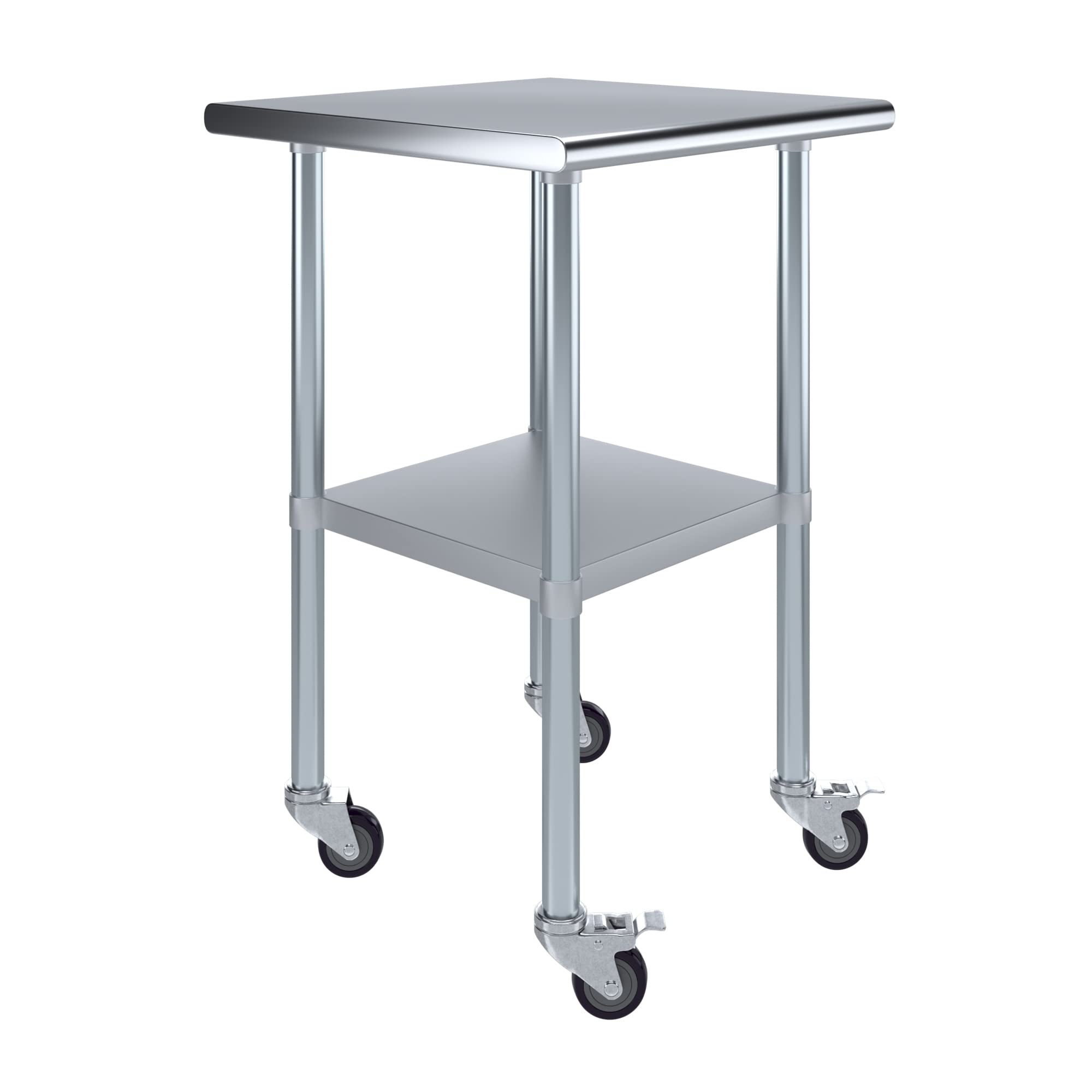 24" X 24" AmGood Stainless Steel Work Table with Wheels | Metal Mobile Table | Food Prep