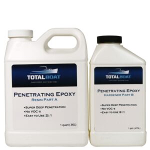 totalboat clear penetrating epoxy wood sealer stabilizer for rot repair and restoration (quart, traditional)