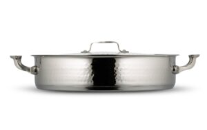 bon chef 60032hf stainless steel induction bottom cucina pot with cover, hammered finish, 9 quart capacity, 14-5/8" diameter x 3-5/8" height