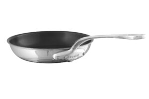 mauviel m'cook 5-ply polished stainless steel nonstick frying pan with cast stainless steel handle, 7.9-in, made in france