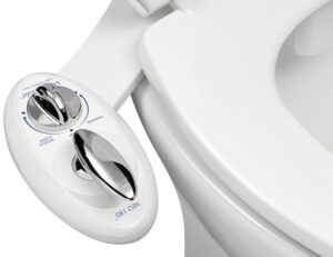 luxe bidet neo 180 - self-cleaning, dual nozzle, non-electric bidet attachment for toilet seat, adjustable water pressure, rear and feminine wash, lever control (white)