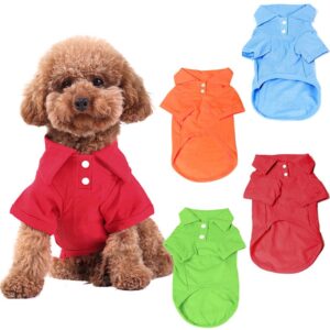 kingmas 4 pieces dog t-shirt, breathable pet shirts, puppy sweatshirt dog clothes outfit apparel coats for small medium dogs cats (blue, green, red, orange) - x-small