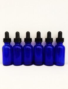 1/2 oz (15 ml) blue boston round glass bottle w/dropper - pack of 6