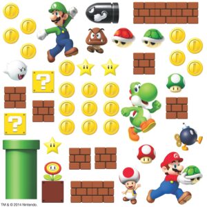 roommates rmk2351scs nintendo new super mario bros build a scene peel and stick wall decals, multicolored