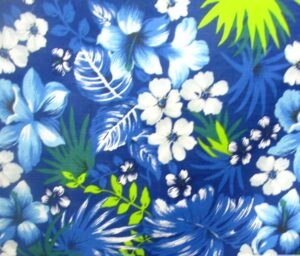 hawaiian royal blue poly cotton 58 inch fabric by the yard (f.e.