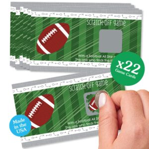 big dot of happiness end zone - football - baby shower or birthday party game scratch off cards - 22 count