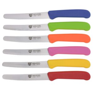 grÄwe table knife 6 pieces, knife set for cutting, pack of 6 bread knives, breakfast knife with serrated edge on one side, knife 8.3 inch - colorful