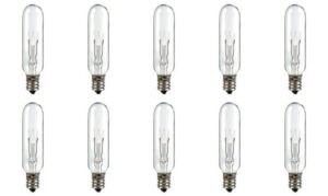 cec industries 15t6-145 miniature bulbs, 145v, 15w, t6 shape, e12 candelabra standard base (10-pack)