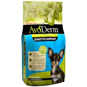 avoderm advanced sensitive support grain-free for small breeds, sensitivities lamb formula, 4lb