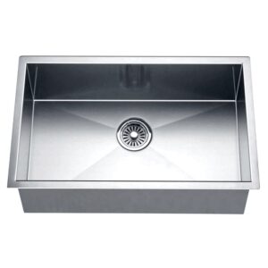 dawn dsq241607 undermount square single bowl sink, polished satin