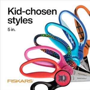 Fiskars 5" Blunt-Tip Scissors for Kids Ages 4-7, For School or Crafting, Red (Pack of 1)