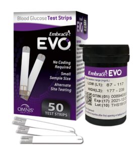 embrace evo blood glucose test strips 50ct vial