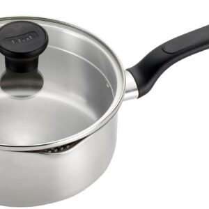 T-fal C91124 Excite Stainless Steel Dishwasher Safe Oven Safe PTFE-PFOA-Free Saucepan Cookware, 3-Quart, Silver