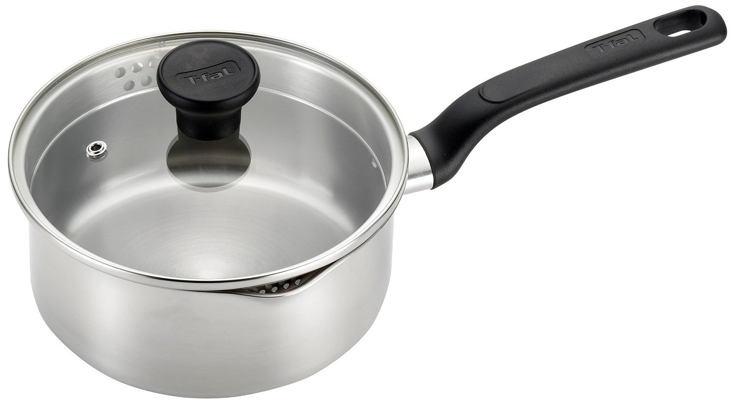 T-fal C91124 Excite Stainless Steel Dishwasher Safe Oven Safe PTFE-PFOA-Free Saucepan Cookware, 3-Quart, Silver