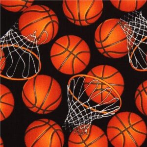 black basketball with hoop timeless treasures fabric usa (per 0.5 yard multiples)