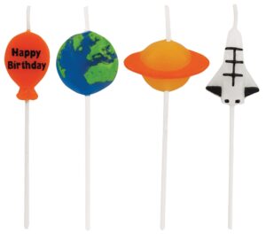 creative converting space birthday pick candles blue/green/orange/multicolor, 3"